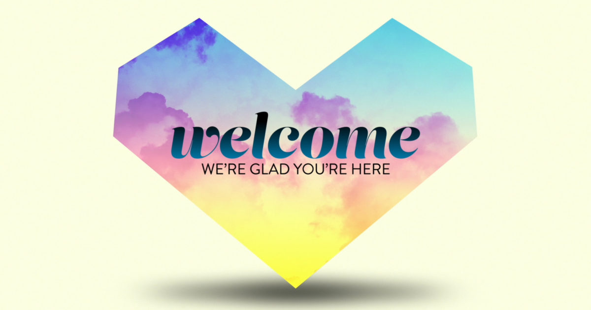 Gradient Clouds Heart Welcome Still Background